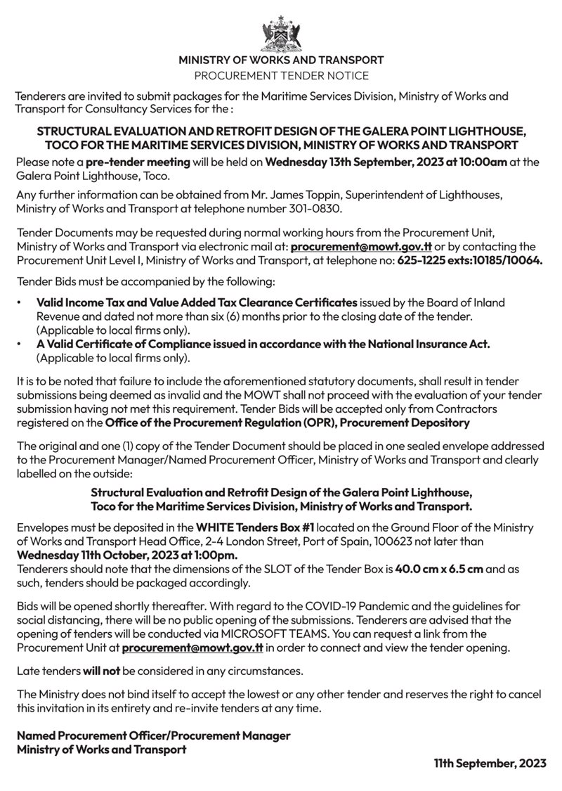 MOWT - Tender Notice - Structural Evaluation and Retrofit Design of the ... MOWT - Tender Notice - Structural Evaluation and Retrofit Design of the ...
